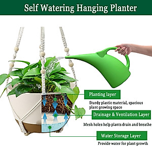 Koalaime Hanging Planter Self Watering 10 Inch, 2 Pack Indoor Outdoor Hanging Baskets, Hanging Flower Pots with Drainage Hole & 2 Kinds of Plant Hangers for Garden Home Decor(Cream)…