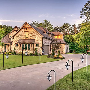 XVZ 47 inch Outdoor Shepherd Hook,2/5 inch Diameter Shepherds Hook,Adjustable Heavy Duty Garden Hanging Stakes for Planter Lanterns Weddings Decor,Garden Plant Hanger Stands-Matte Black 2 Pack