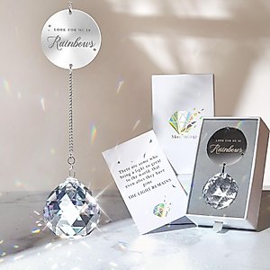 Mooncraftlogy Memorial Gifts for Loss of Loved One, Unique Sympathy Gift Idea Clear Crystal Ball Window Suncatcher, Rainbow Bereavement Grief Gift Box for Loss of Mom Dad Husband Son Daughter