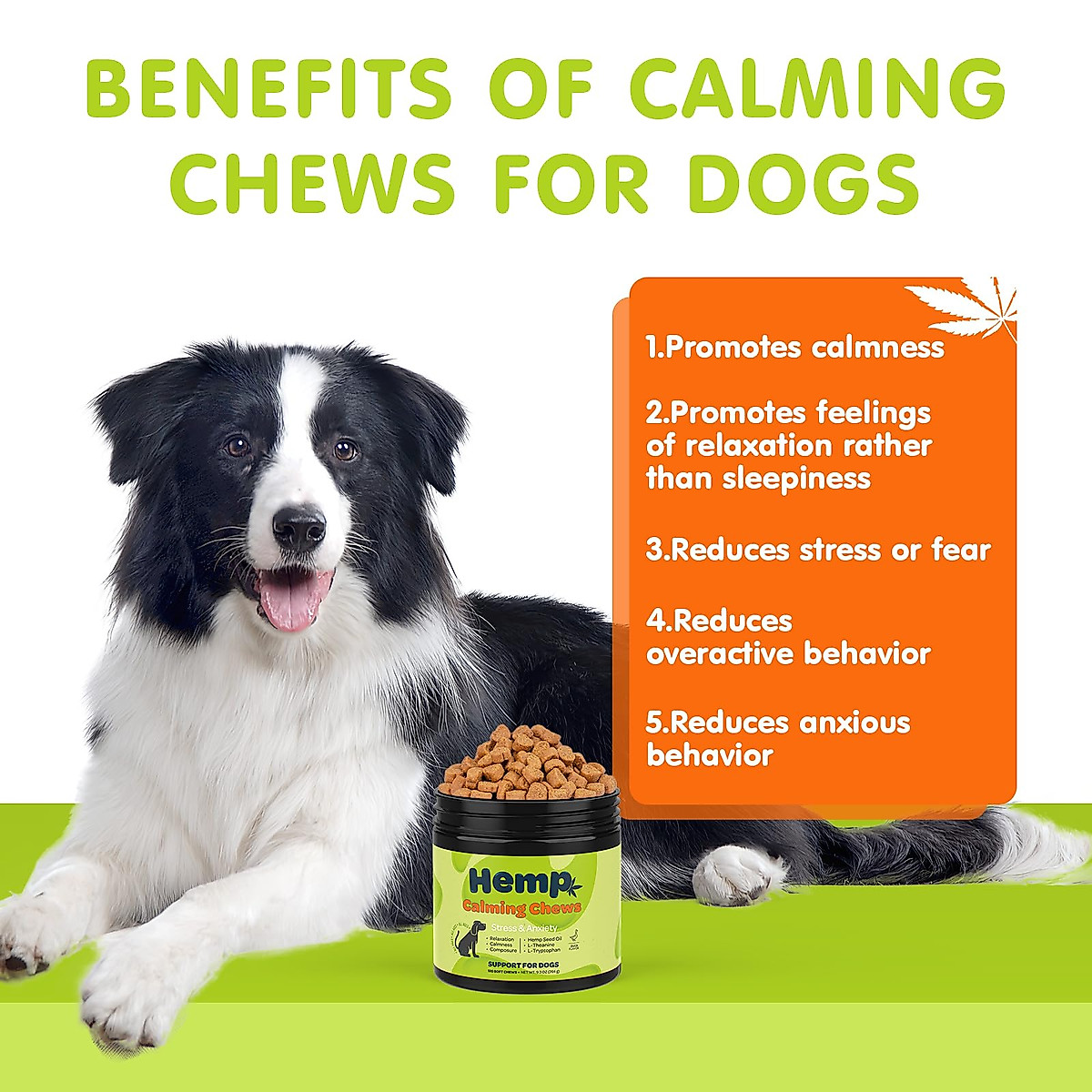 Hemp Calming Chews for Dogs Anxiety Separation Anxiety Relief for Dogs Calming Treats Pet Calming Care Chews for Dogs Stress and Anti Anxiety Relief, Beef, 120 Count