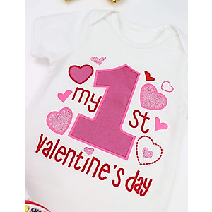 KANGKANG My First Valentine Day Newborn Girl Clothes Romper + Tutu Skirt Infant Summer Outfits 3PC Set 6-9 Months