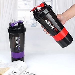 Protein Shaker Bottle for Protein Mixes, 17 OZ, Leak Proof ● Easy Clean Up ● BPA Free, Tasteless, Safe Material ● No Blending Ball or Whisk Needed ● Blender Shaker Bottle ● Gym shaker bottle (Blue)