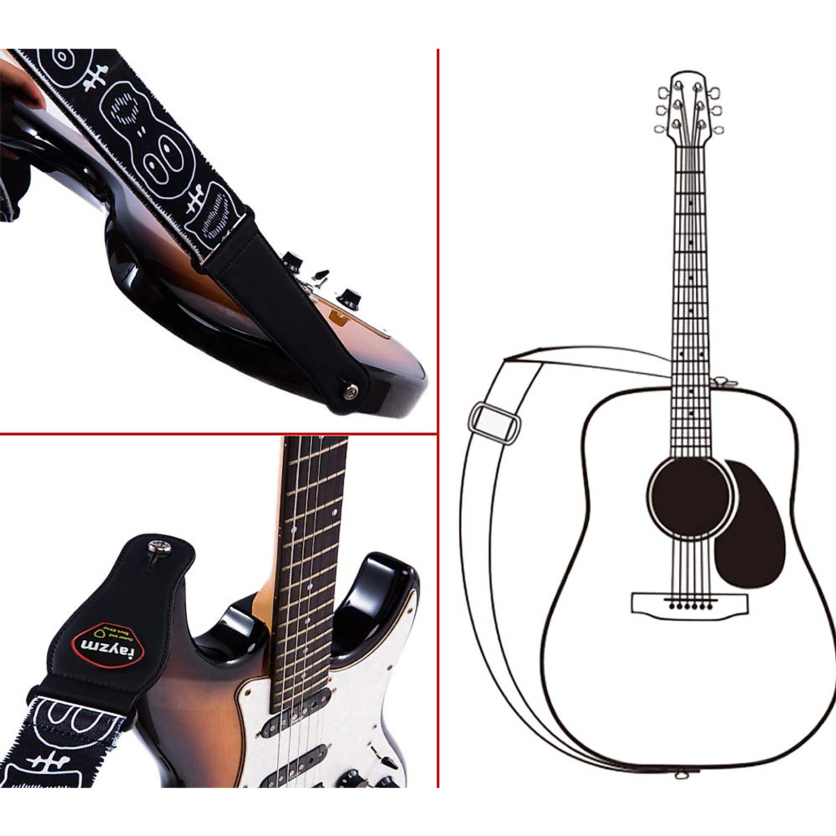 Guitar Bass Strap,Polyester Strap for Acoustic Guitar, Electric guitar, Bass guitar