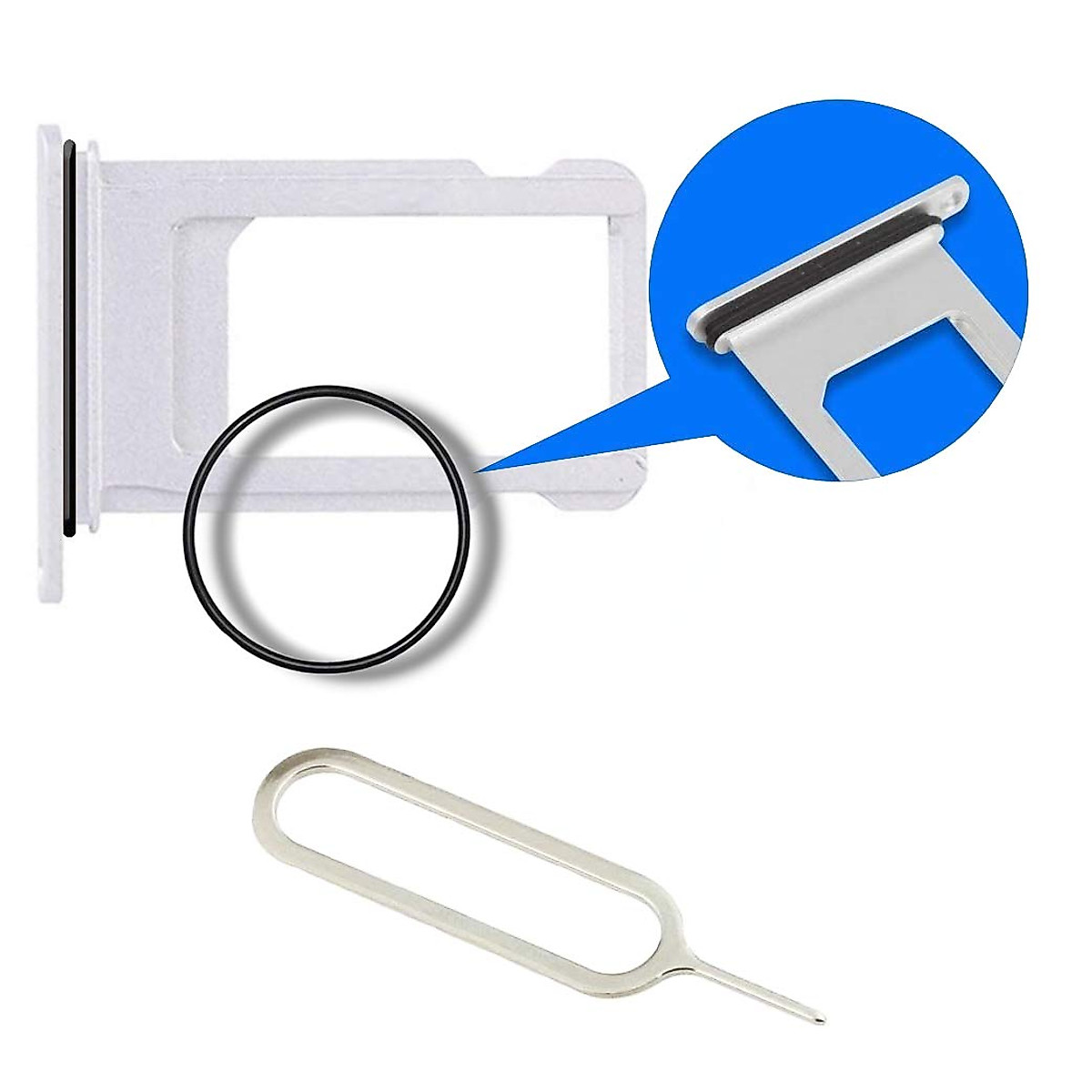 MMOBIEL SIM Card Slot Tray Holder Replacement Compatible with iPhone 11 Pro / 11 Pro Max 2019 - Incl. Rubber Gasket and Sim Pin - Silver