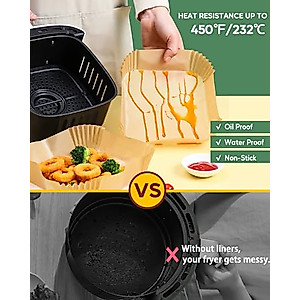 Katbite 130PCS 6.3 IN Disposable Air Fryer Paper Liners, Square Air Fryer Liners for 3 to 5 Qt Fryer, Unbleached Non-Stick & Oil-proof Parchment Paper