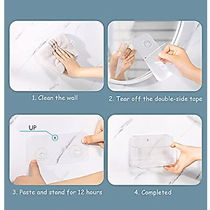 COLINCH Adhesive Wall Mounted Small Storage Organizer Box Without Drilling for Bathroom, Pantry, Kitchen, Laundry, Utility Room, Inside of Cabinet Door - Clear