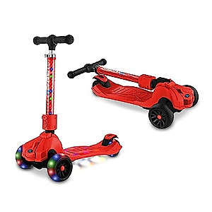 Hover-1 Ziggy Folding Kick Scooter for Kids (5+ Year Old) | Features Lean-to-Turn Axle, Solid PU Tires & Slim-Design, 110 LB Max Load Capacity, Safe, Red