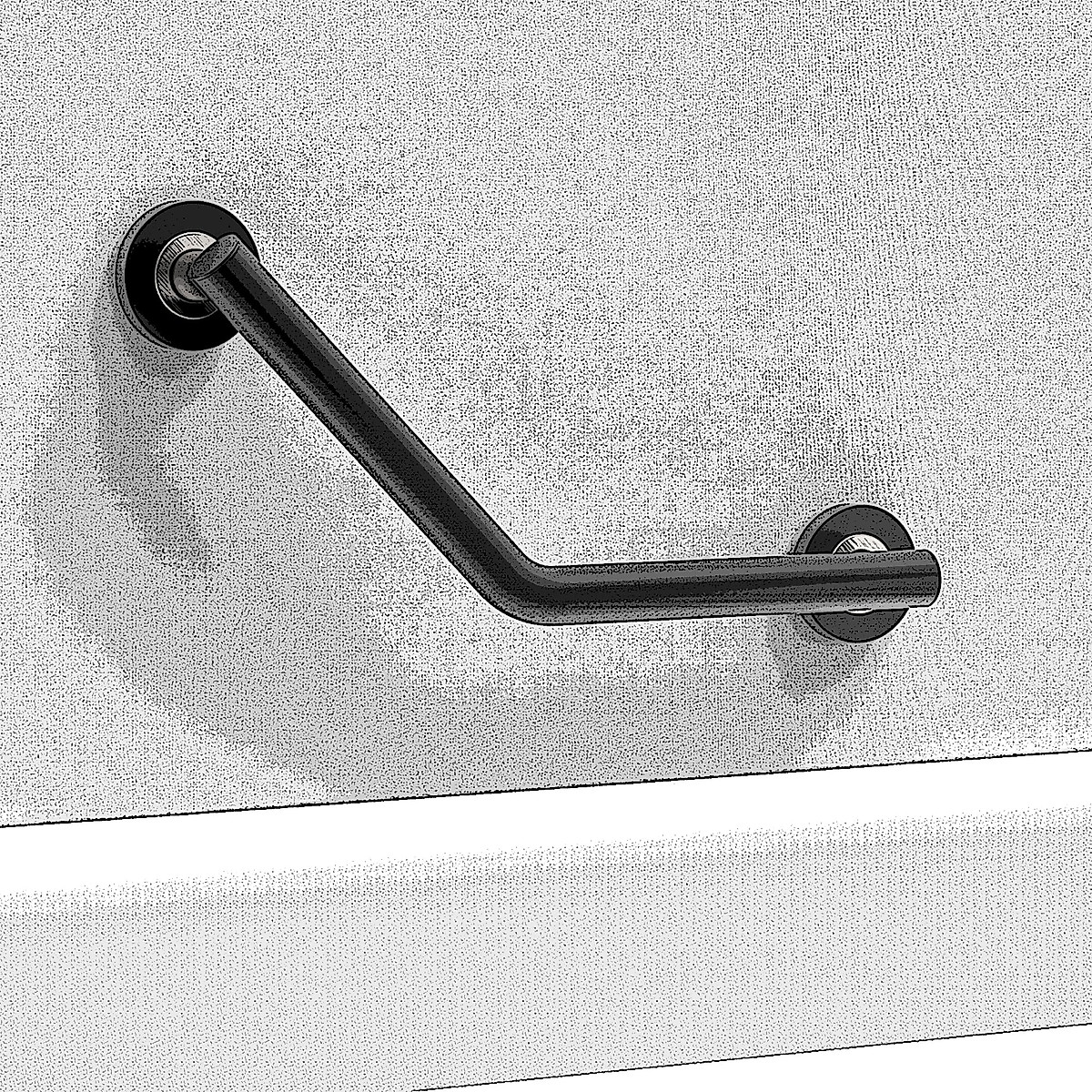 AmeriLuck 1-1/4 x 16 Stainless Steel Angled Grab Bar with Anti-Slip Peened Grip for Bathtubs, Shower & Toilet, ADA Compliant, Stud Mount 500lbs Support, Brushed Nickel