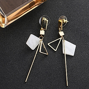 Geometric Triangle Earring Metal Simple Drop Dangle Earring Plating Gold Black Bohemian Dangling Costume Earring For Women Bar Party Fashion Jewelry (Cube)