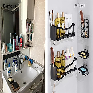 ZUIKEMX Shower Caddy, No Drilling Bathroom Organizers and Storage Racks, Rustproof, Large Capacity, Self Adhesive Shower Shelves for Bathroom Storage Organization, Home Decor, Kitchen