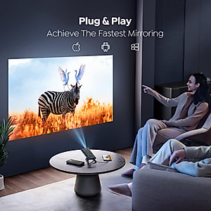 YABER Pico T1 Mini Pocket Projector with WiFi and Bluetooth, Portable Projector with Power Bank 0.52" Ultra-Thin Outdoor Movie Projector, 1080P Support Built-in Speaker, Compatible w Phone/iPad/Laptop