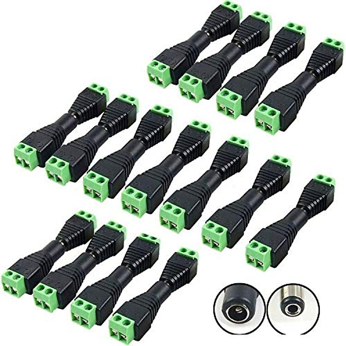TJMD DC Power Connector 20 Pairs CCTV Power connectors 12V Male+Female 2.1x5.5MM DC Power Jack Plug Adapter Connector for CCTV Camera and LED Strip Light
