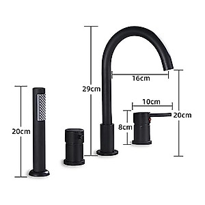 Kitchen Sink Faucet，Bathroom Faucets， Bath Shower Mixer Tap Single Lever Hot and Cold Water Tub Tap with Handheld Shower Head Brass Bath Taps with Shower Mixer for Bathroom/Black