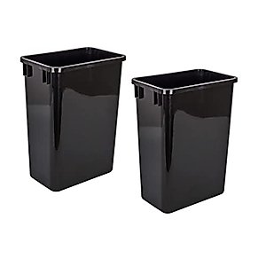 Hardware Resources Plastic Trash Can - Indoor Garbage Bin for Kitchen, Home, Office & Commercial Use - Large Waste Disposal Tub, CAN-35 Plastic Waste Container- 35-Quart (8.75-Gallon), Black, 2 PCS