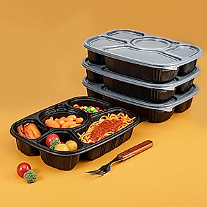OTOR 40 oz Meal Prep Containers Stackable Bento Boxes 5 Compartments with Airtight Lids Food Grade Lunch Boxes Travel Containers 12 Sets BPA Free Dishwasher, Microwave, Freezer Safe