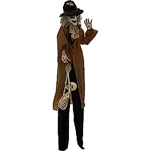 Haunted Hill Farm 5.25 ft. Life-Size Standing Grave Keeper with Red LED Eyes, Haunting Sound Effects, Lightweight and Battery-Operated
