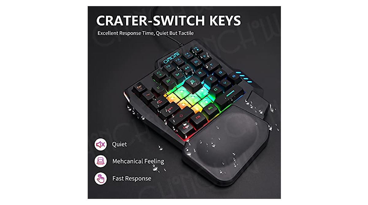 CHONCHOW One Handed Gaming Keyboard - LED & Ergonomic