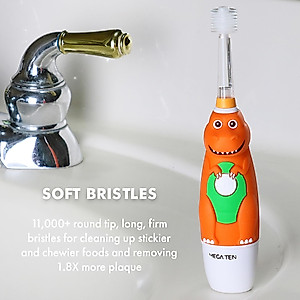 Brilliant Oral Care Kids Sonic Electric Toothbrush with Soft Bristles, Round Brush Head, LED Light, and Timer, for Children Ages 5+, Dinosaur