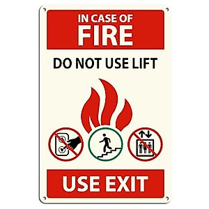 Eveokoki In Case Of Fire Sign Do Not Use Lift Exit Glow in the Dark Sign – 1 Pack 8x12 Inch Photoluminiscent, Weather & Fade Resistance, Indoor & Outdoor for Business, School, Office, Warehouse