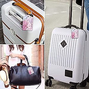 2 Pcs Luggage Tags, Fintie Privacy Cover ID Label with Stainless Steel Loop and Address Card for Travel Bag Suitcase