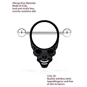 Kadogohno Black Nipple Rings for Women Nipple Piercing Jewelry 14G Nipple Rings Surgical Steel Screw Dangle Nipplerings Nipple Shield Ring Barbell Body Piercing Jewelry Set 5/8 Inch 16mm 7 Pairs