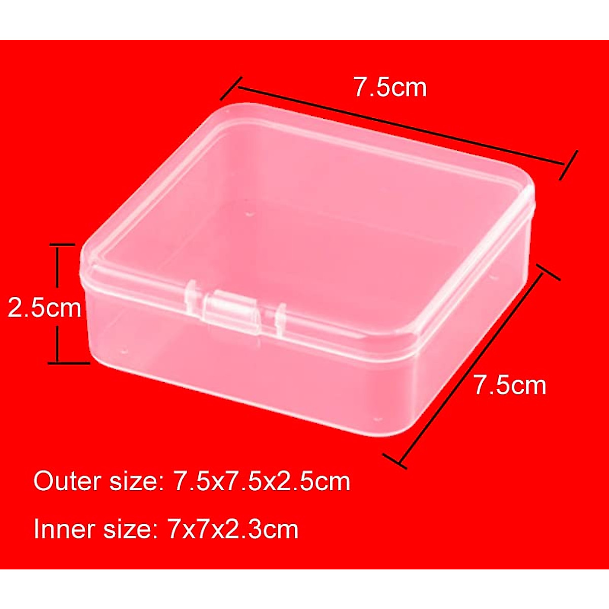 6 Pieces Small Plastic Box with Lids Square Plastic Containers Clear Plastic Boxes Craft Containers Plastic Beads Storage Containers Box for Beads Jewelry Small Items, 2.95x2.95x0.98 Inches