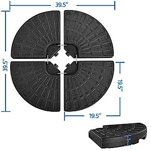 Yaheetech 4Pcs 13L Heavy Duty Offset Outdoor Umbrella Base Water & Sand Filled Cantilever Offset Patio Umbrella Base Stand, Black