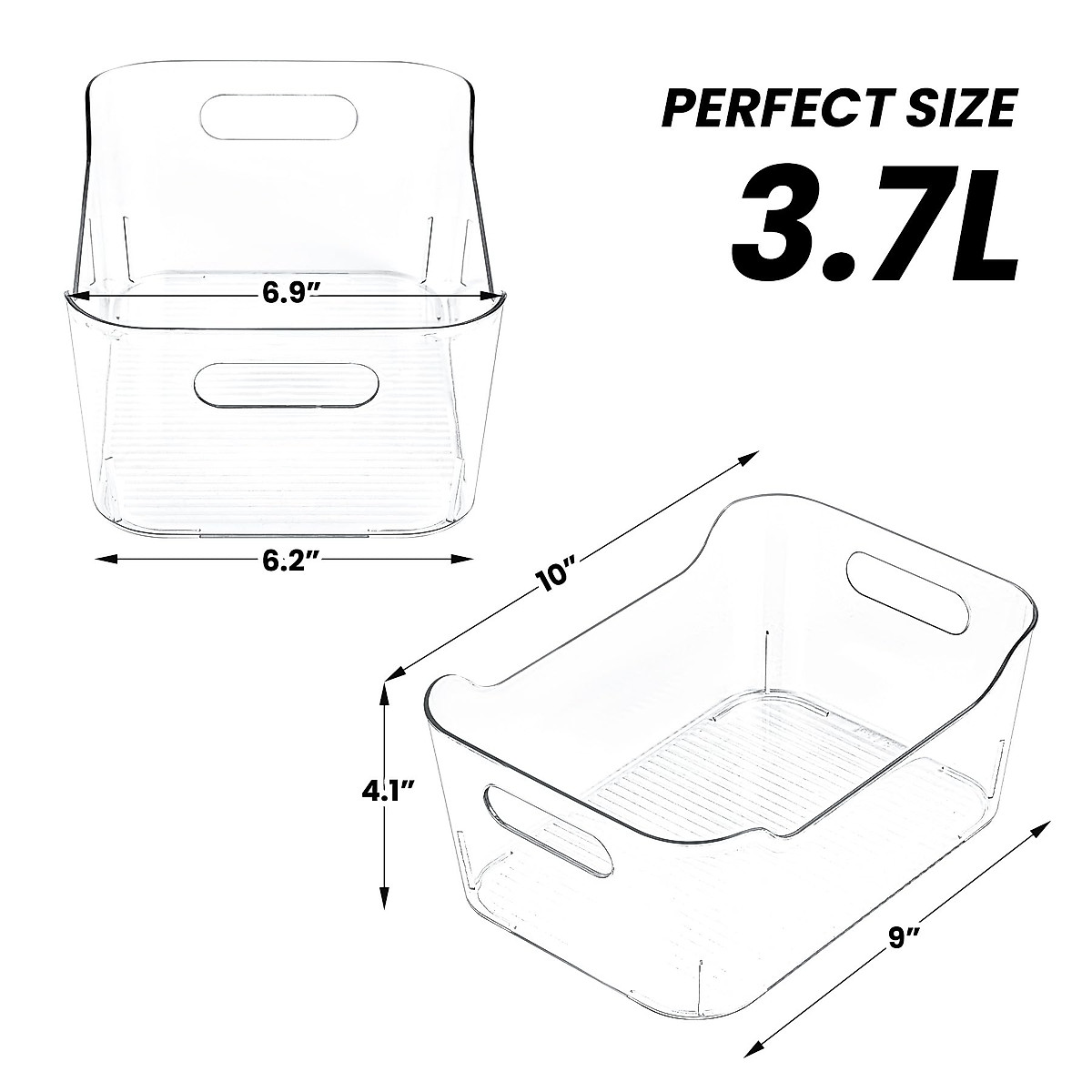 CiWiVOKi Clear Plastic Storage Bins, Set of 12, Multi-Use Organization and Storage Containers for Pantry, Cabinet, Refrigerator, Freezer, Bathroom, Organizer Bins for Home & Kitchen