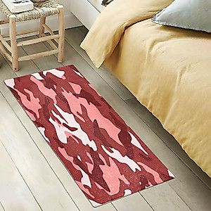 YETTASBIN Red Camo Area Rug, Anti Fatigue Large Floor Mat, Soft Absorbent Washable Plush Carpet with Non-Slip Rubber Back for Entryway, Bedroom, Sink, Kitchen, Bathroom, 39 x 20 Inch