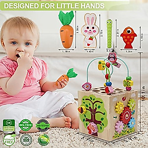 Resumplan 8 in 1 Activity Cube for 18M+ Boys and Girls, Wooden Montessori Toys for Baby, Educational Learning Toys for Toddlers