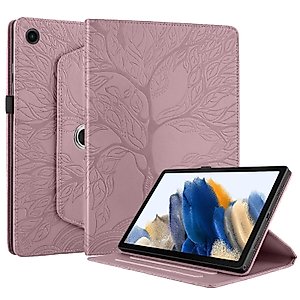 Rotating Case for Samsung Galaxy Tab A8 10.5'' 2022 Case SM-X200/X205 PU Leather Cover Lightweight Flip Stand Shell for Galaxy Tab A8 10.5 inch Tablet-Rose Gold