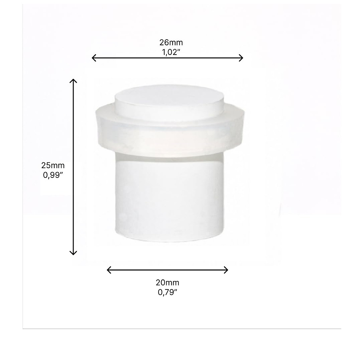 Door Stop I-181 Series (White Lacquered Stainless Steel - White Rubber, 0,79x0,99)