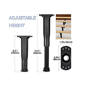 mdkave Sturdy Adjustable Frame Legs 2pcs,with a Height Range of 8.2" to 14.7",Enhance Your Bed Frame with Adjustable Leg Support Lsize(1)