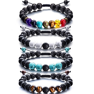 Tatuo Essential Oil Bracelet for Men Valentine's Day Birthday Gifts Diffuser Stone Lava Beads Bracelets for Aromatherapy