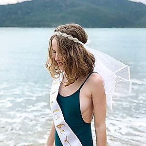 xo, Fetti Bachelorette Party Decorations Veil - Silver Beaded Crystal Veil | Bridal Shower | Bride to Be Gift + Engagement Decorations