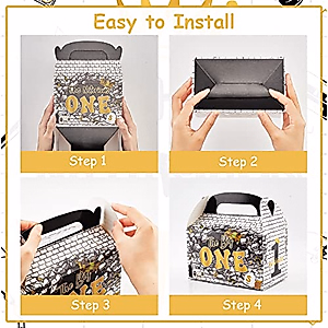 24pcs The Notorious One Birthday Decorations, Black Gold 1st Birthday Party Favors Treat Boxes with Handle - Hip Hop Theme Big One First Birthday Candy Gift Boxes for Boy