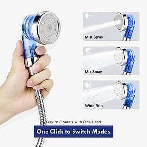 LukLoy Blue Shampoo Bowl Sprayer Head with Filter, 1/4" Nut Shampoo Bowl Hose(Stainless Steel Material) for Portable Salon Sink, 3 Sprayer Modes & High Pressure