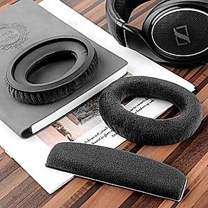 Geekria Earpad + Headband Compatible with Sennheiser HD598, HD598SE, HD598CS, HD515, HD555, HD595, HD518 Headphone Ear Pad + Headband/Ear Cushion + Headband Repair Parts Suit (Velour/Black)
