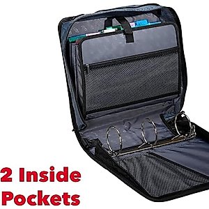 Case-it Mighty Zip Tab Zipper Binder, 3" O-Ring with 5-Color tabs, Expanding File Folder and Shoulder Strap and Handle, D-146-JBK Jet Black