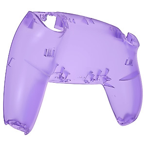 eXtremeRate Clear Atomic Purple Custom Back Plate Bottom Shell Compatible with ps5 Controller, Replacement Back Shell Cover Compatible with ps5 Controller