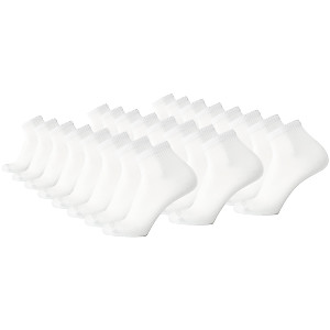 AND1 Men's Socks - PROPLATINUM Lightweight Quarter Cut Socks (24 Pack), Size 6-12.5, White