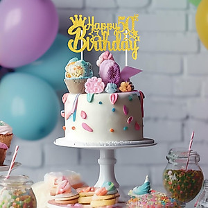 50th Birthday Cake Topper, Happy Birthday Cake Topper, Birthday Cake Toppers, Glitter Gold 50 Cake Topper, Happy 50th Birthday Cake Topper for 50th Fiftieth Birthday Party Decoration Supplies