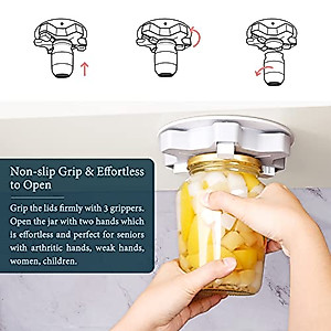 KITCHENDAO Jar Opener Under Cabinet for Weak Hands & Seniors with Arthritis, Effortless Lid Opener with 3 Grippers, Bottle Opener Can Opener Under Counter, Gift for Father Mother Grandpa Grandma Wife
