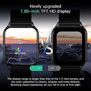 Smart Watch, Newest 1.85 "TFT HD Display Smart Watch with Receive & Dial, Smart Watch for Android iPhone with Pedometer, Fitness Tracker, Heart Rate, SMS Reminder, Android Smart Watch for Women Men