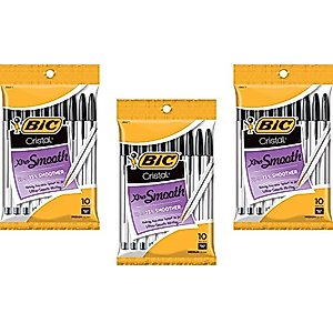 Bic Cristal Stic Medium Ball Pen, Black 10 ea ( Pack of 3)