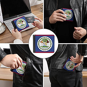 Mens Short Wallet Belize Flag Bifold Leather Wallets Purse Minimalist Card Holders Coin Purses