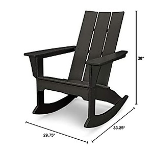 POLYWOOD MNR10BL Modern Adirondack Rocker, Black