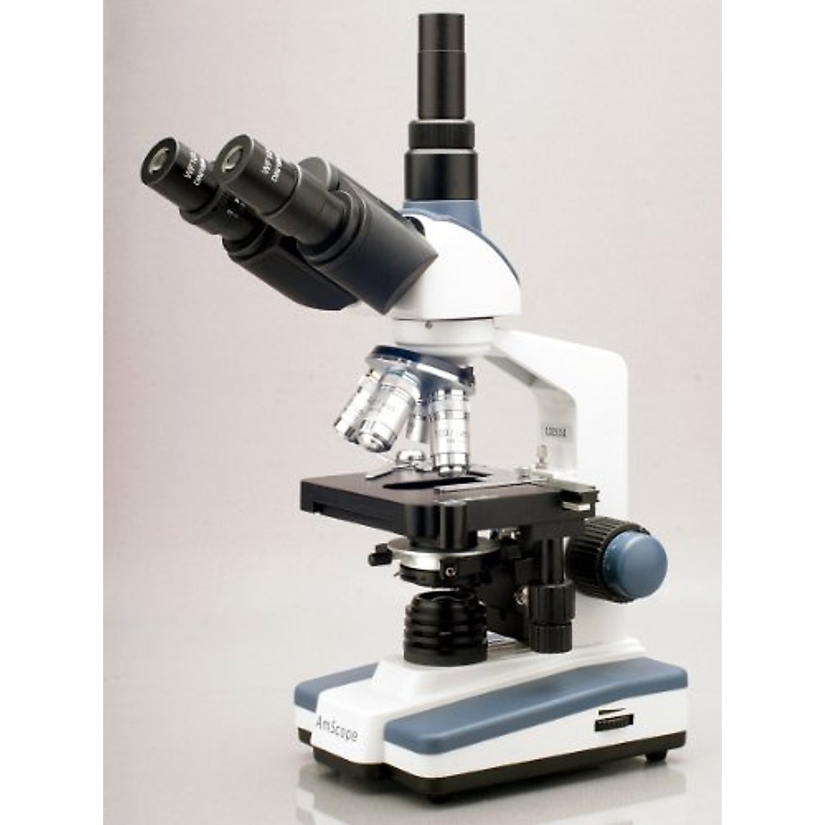 AmScope T120B-9M Digital Professional Siedentopf Trinocular Compound Microscope, 40X-2000X Magnification, WF10x and WF20x Eyepieces, Brightfield, LED Illumination, Abbe Condenser with Iris Diaphragm, Double-Layer Mechanical Stage, 100-240VAC, Includes 9MP