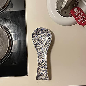 Hand Painted Ceramic Spoon Rest with Floral Motifs