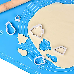 Kitzer Non Stick Silicone Baking Mat, Blue 25 Inches x 18 Inches Non Slip on Surfaces for Rolling Dough with Measurements, Heat Resistant, Reusable, and Easy to Clean made with Food Grade Silicone